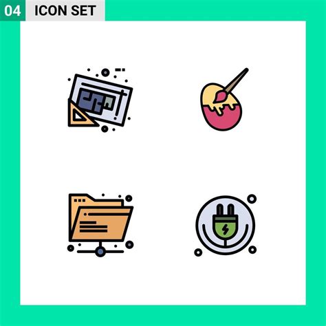 Set Of 4 Modern Ui Icons Symbols Signs For Blueprint Folder Tools Easter Network Editable Vector