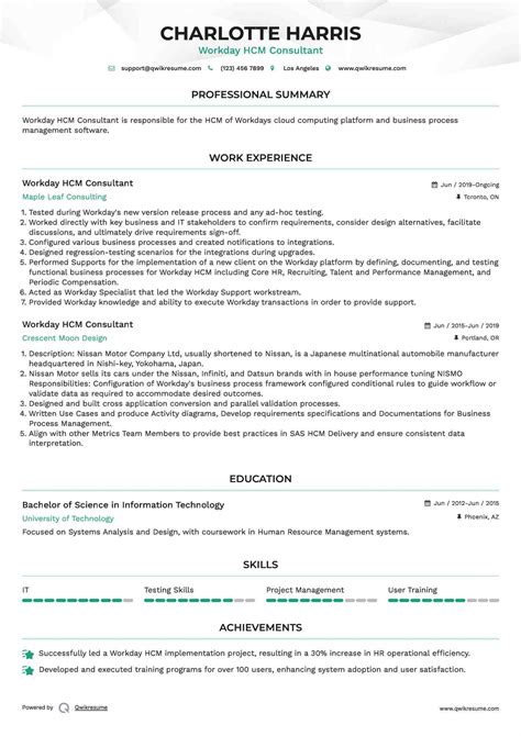 10 Workday Hcm Consultant Resume Samples And Templates For 2025