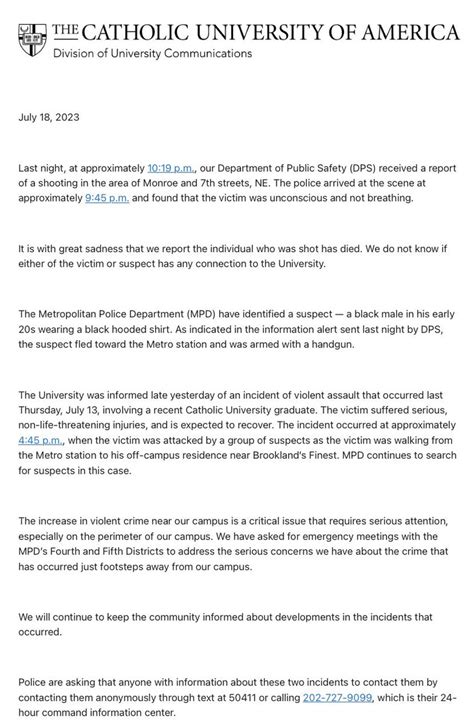 Allison Papson On Twitter Letter From Catholic University Addressing