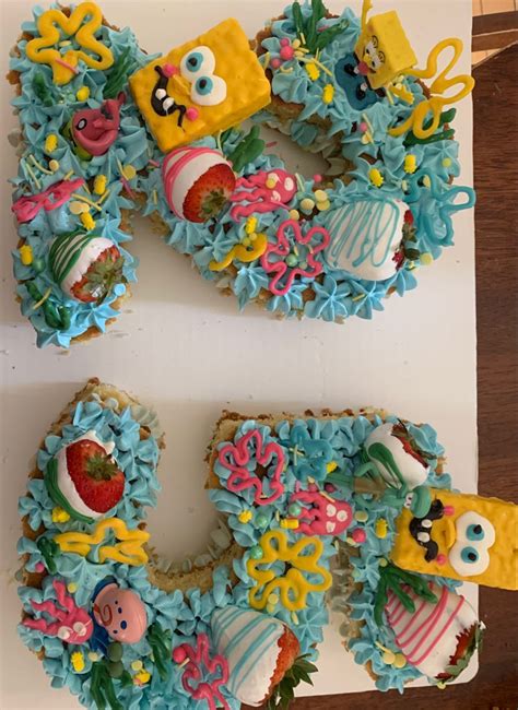 Sponge Bob Number Cake Spongebob Cake Spongebob Birthday Party Decorations 25th Birthday Cakes