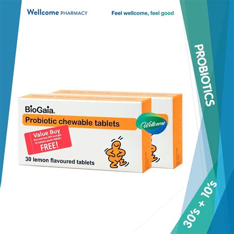 Biogaia Probiotic Chewable Tablets Lemon Flavoured 30s 10s