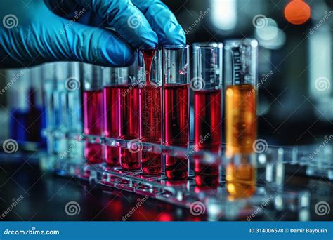 Pouring Liquid Into A Test Tube In A Chemistry Lab Stock Illustration