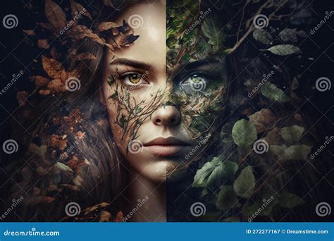Woman With Spring Floral Elements Morphing Our Of Her Face Mother Nature Concept Ai Generated