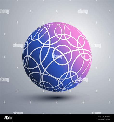 Abstract Glowing Sphere Of Tangled Curvy Circular White Lines On A Grey Background The
