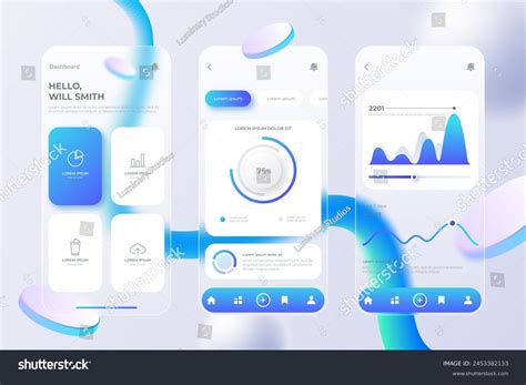 Gradient Glassmorphism Mobile App Template Vector Stock Vector Royalty