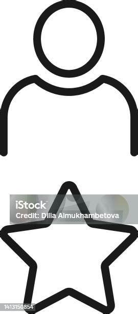 광고 웹 사이트 상점 상점 응용 프로그램에 적합한 흑백 기호 얇은 검정색 선으로 그려진 편집 가능한 획입니다 별 옆에 있는 사용자의 벡터 아이콘 0명에 대한 스톡 벡터 아트