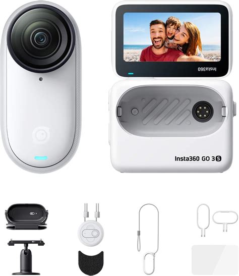 Insta GO S GB Action Bundle White K Tiny Portable Vlogging Camera Hands Free POVs