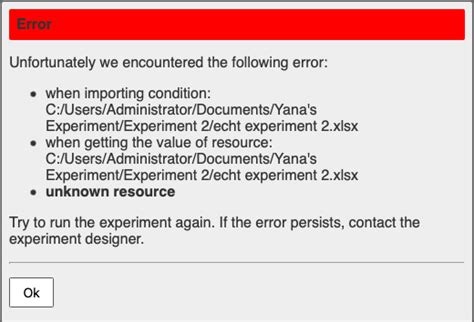 Error Unknown Resource Online Experiments PsychoPy
