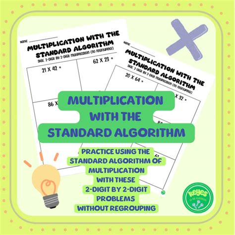 Multiplication Practice Worksheet Standard Algorithm No Regrouping