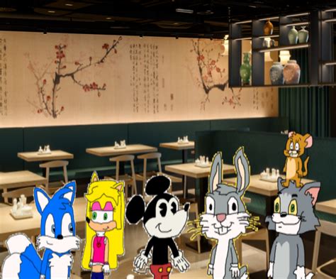 Maxie Angelica Mickey Mouse Bugs Bunny Tom And Jerry At The Asian Restaurant By
