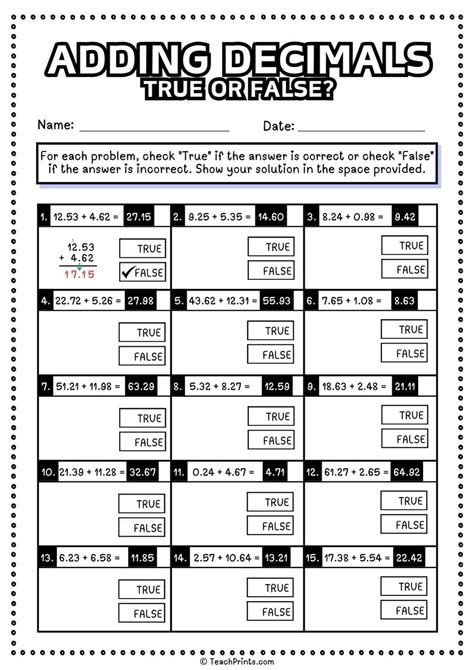 Free Adding Decimals Worksheets Teach Prints