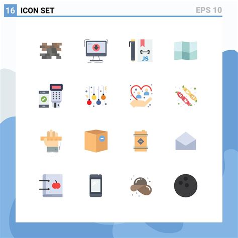 Mobile Interface Flat Color Set Of 16 Pictograms Of Brick Coding Addition Download Development