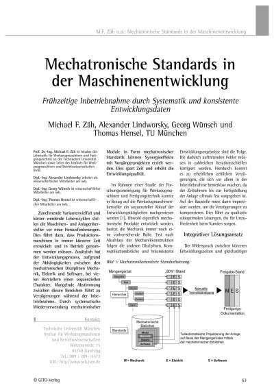 Mechatronic Standards In Machine Development Industry 40 Science