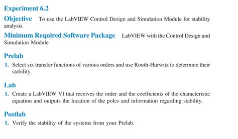 Experiment 62 Objective To Use The Labview Control