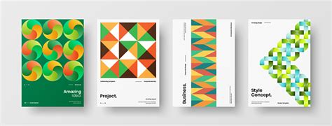 회사 Id 브로셔 템플릿 컬렉션입니다 비즈니스 프리젠 테이션 벡터 A4 수직 방향 전면 페이지 모형 세트 기업 보고서 커버 추상