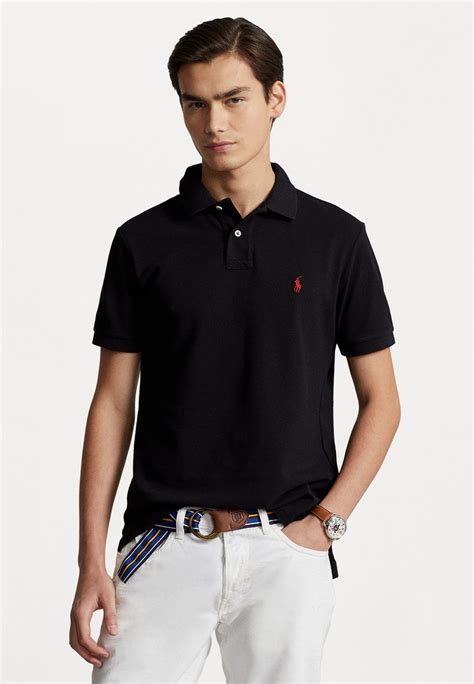 Polo Ralph Lauren Custom Slim Fit Mesh Polo Shirt Polo Blacknegro