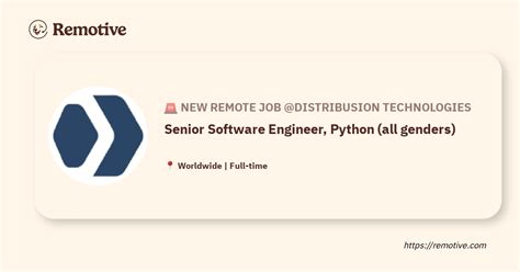Hiring Senior Software Engineer Python All Genders Distribusion