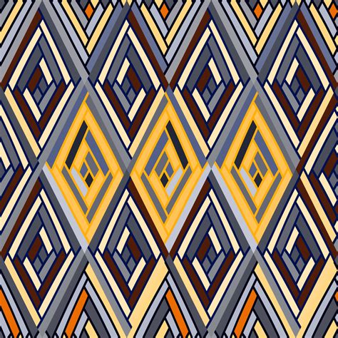 Zig Zag Tile Ornament Hand Drawn Rhombus Mosaic Seamless Pattern