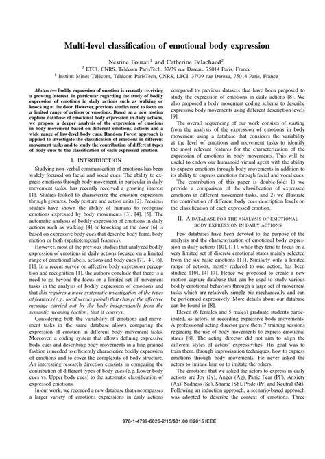 Pdf Multi Level Classification Of Emotional Body Expression