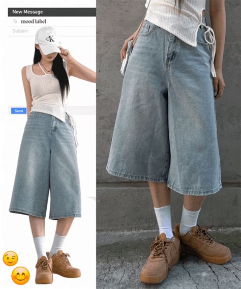 [핏대박 유니크] ღ 빈티지 워싱 버뮤다 7부 데님 와이드 팬츠 에이블리