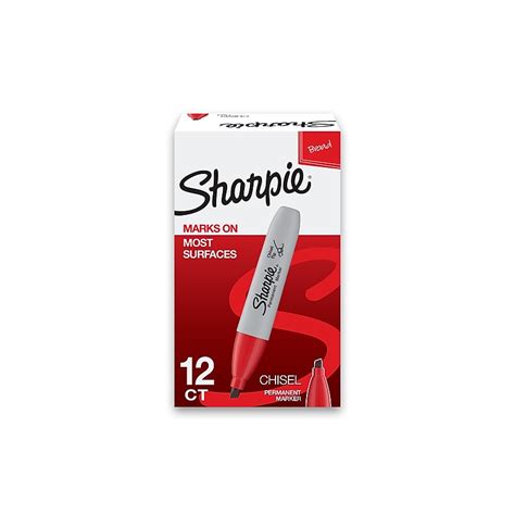 Sharpie Permanent Markers Chisel Tip Red 12 Pack 38202 Image 1
