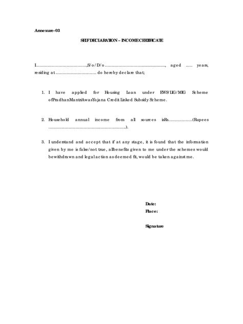 Income Self Declaration Form Bank Of Baroda Pdf Instapdf