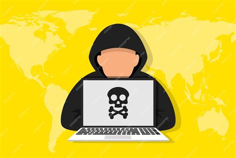 Premium Vector Computer Hacker With Laptop Vector Icon