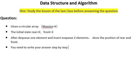 Solved Data Structure And Algorithm Hint Study The Lesson Chegg