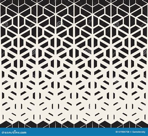 Vector Seamless Black And White Hexagon Triangle Split Lines Halftone