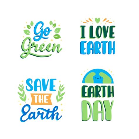 지구의 날 축하를 위한 손으로 그린 글자 모음 무료 벡터