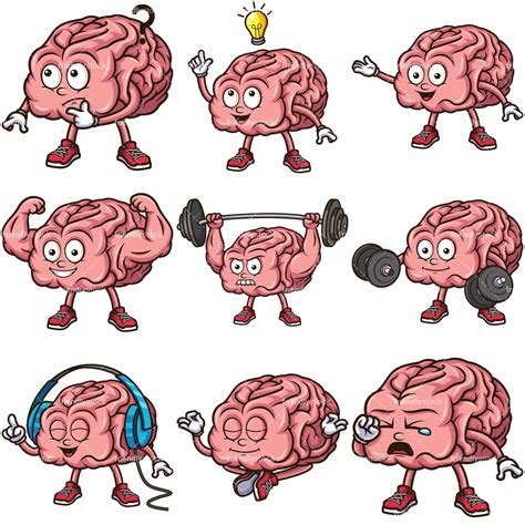 Crying Brain Cartoon Clipart Vector Friendlystock