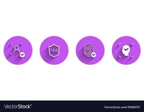 Set Face Recognition Shield Voice Fingerprint Vector Image