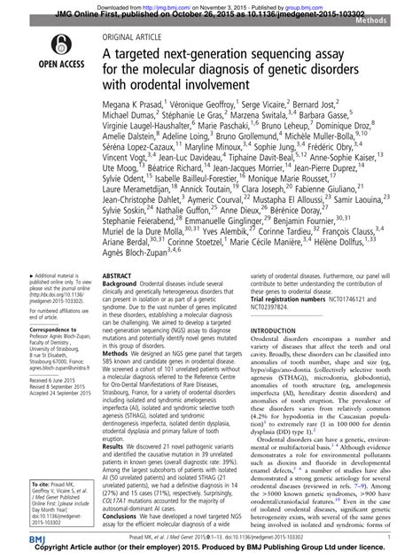 Pdf A Targeted Next Generation Sequencing Assay For The Molecular
