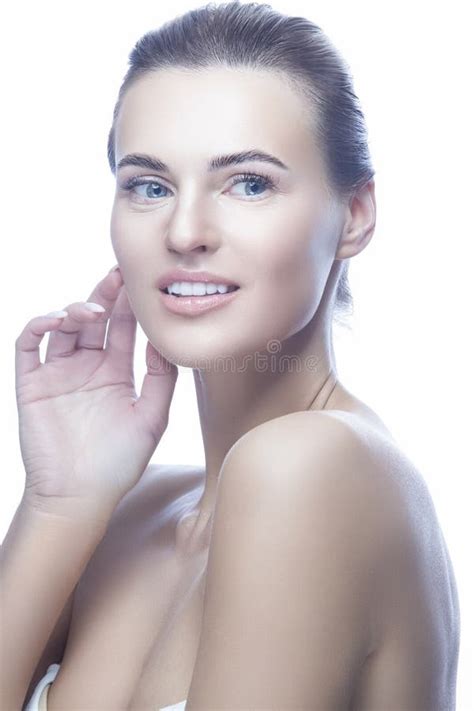 Natural Portrait Of Young Caucasian Beautiful Woman With Silky Soft