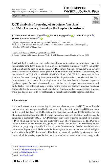 Pdf Qcd Analysis Of Non Singlet Structure Functions At Nnlo Accuracy Based On The Laplace