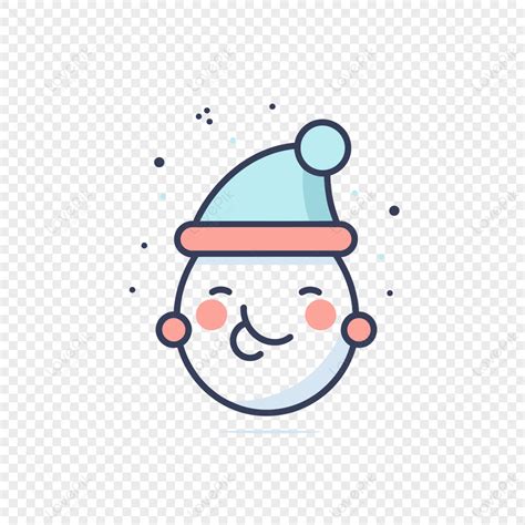 귀여운 만화 얼굴처럼 웃는 눈사람의 평면 로고 벡터욱스스케치 Png 일러스트 무료 다운로드 Lovepik