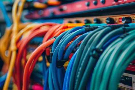 Closeup Of Colorful Network Cables In Server Room Technology Concept Stock Image Image Of