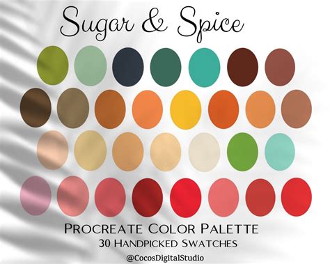 Sugar And Spice Procreate Color Palette Bright Swatches For Etsy