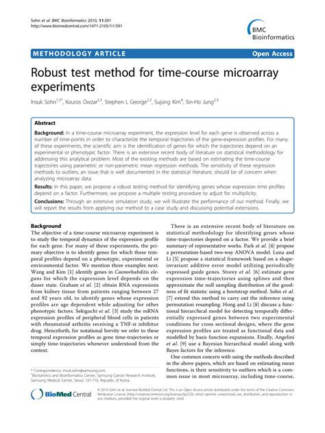 Pdf Robust Test Method For Time Course Microarray Experiments