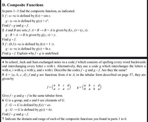 Solved D Composite Functions In Parts Find The Chegg