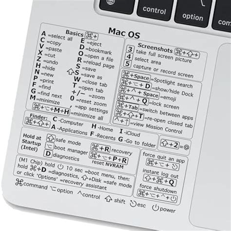 Amazon Com Quality Shop Inc Pack Of 5 Mac OS Keyboard Shortcuts Sticker Decal M1 M2 Intel