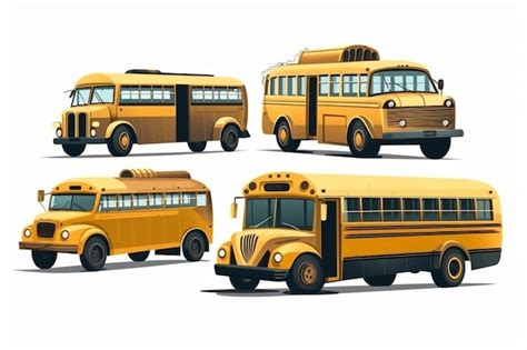 Premium Photo Set School Bus Education Vehicle