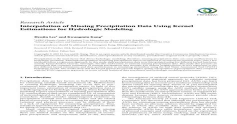 Pdf Research Article Interpolation Of Missing Precipitation Journals