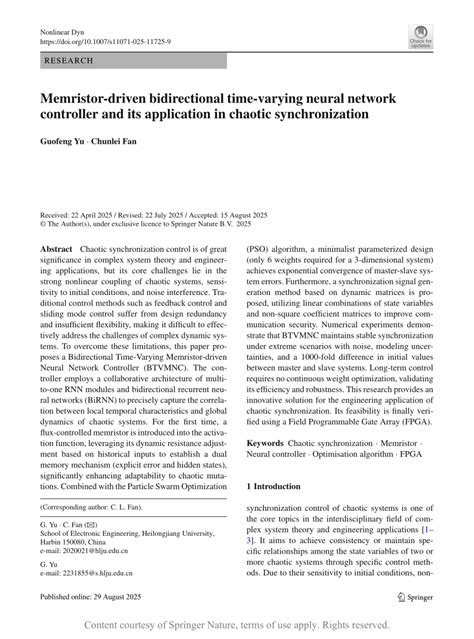 Memristor Driven Bidirectional Time Varying Neural Network Controller And Its Application In