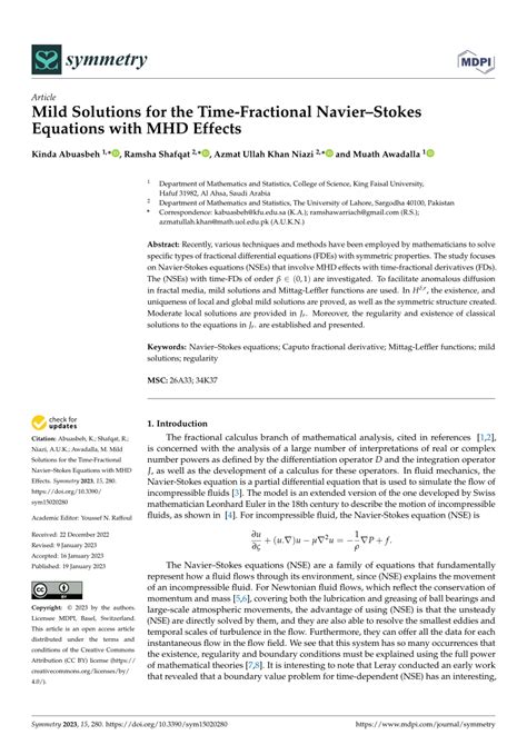 Pdf Mild Solutions For The Time Fractional Navier Stokes Equations