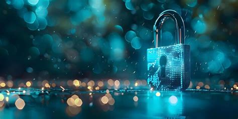 Premium Photo Digital Artwork A Holographic Padlock Symbolizing Advanced Cybersecurity For