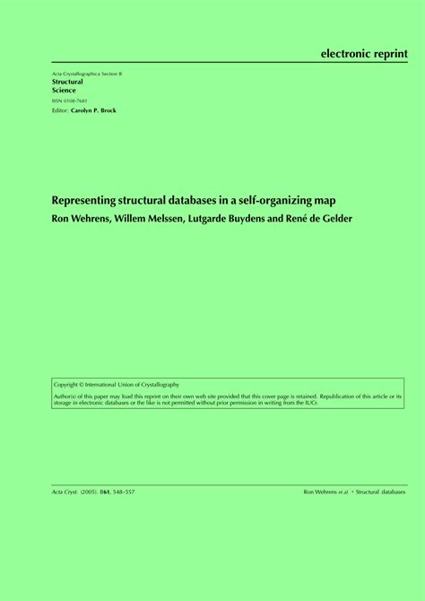 Pdf Representing Structural Databases In A Self Organizing Map