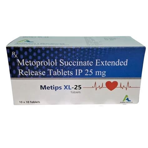 Metoprolol Succinate Extended Release Tablets 25 Mg 10x10 At ₹ 70box