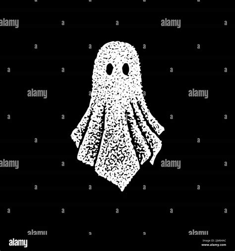 Ghost Black Dotwork Vector Illustration Of Hand Drawn Objects Stock