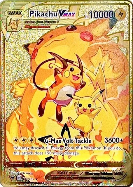 Pokemon Gold Metal Card Pikachu Vmax Fun Art Card Vstar Vmax Mega Gx